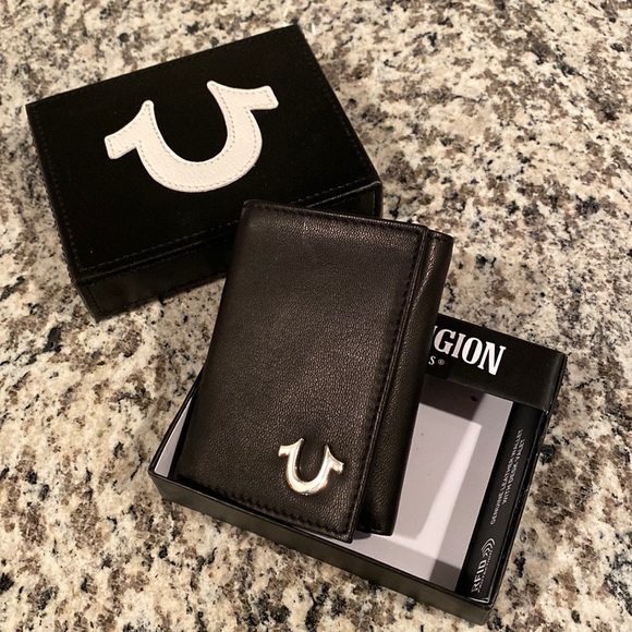 True Religion | Bags | True Religion Black Sway Trifold Wallet | Poshmark